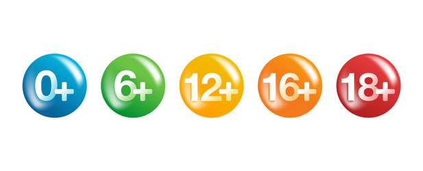 Age limits badges set for children and teenagers Vector Image