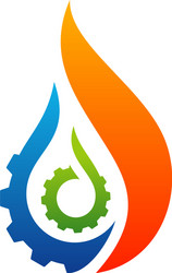 Fire with gear logo flame design template Vector Image