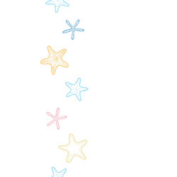 Starfish colorful line art frame seamless pattern Vector Image
