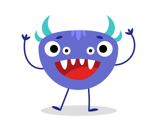 Blue monster character Royalty Free Vector Image