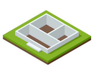 House construction isometric set stage-by-stage Vector Image