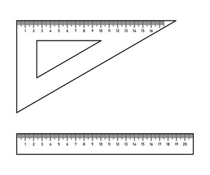 Wooden ruler and drawing set on white background Vector Image