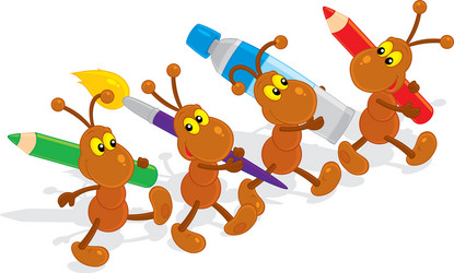 Ants dragging carts Royalty Free Vector Image - VectorStock