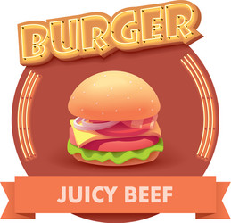 Cheeseburger neon sign poster Royalty Free Vector Image
