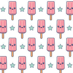 Cute ice cream in stick kawaii character Vector Image