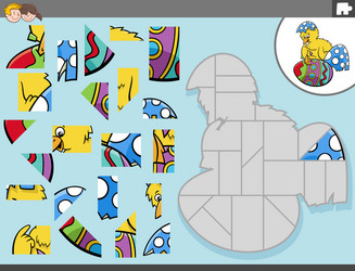 Jigsaw puzzle with easter bunny Royalty Free Vector Image