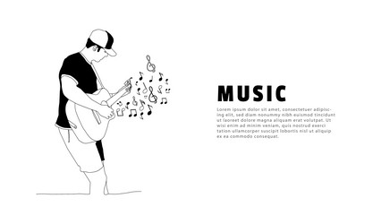 Music background with man playing electric Vector Image