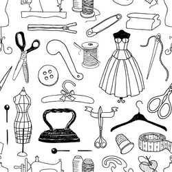 Needle thread seamless pattern sewing Royalty Free Vector