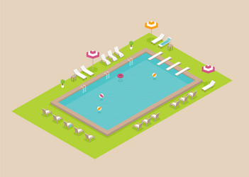Isometric outdoor water pool design element Vector Image