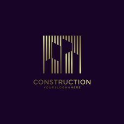 Golden construction logo collection building gold Vector Image
