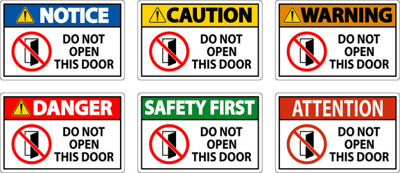 Danger sign do not open this door Royalty Free Vector Image