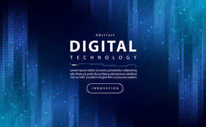 Digital technology banner blue green background ai