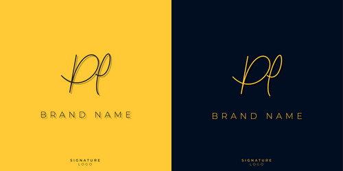 Minimal line art letters lp signature logo Vector Image
