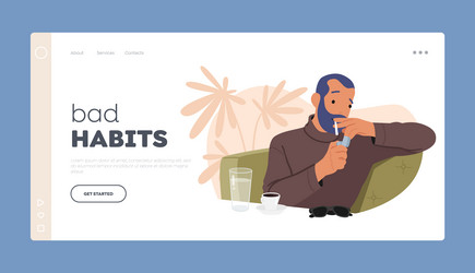 No bad habits landing page template man show stop Vector Image