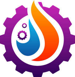 Fire with gear logo flame design template Vector Image