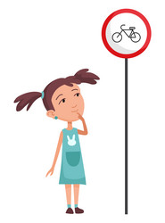 Kid learning road sign traffic road education Vector Image