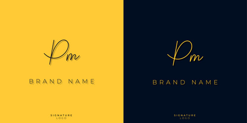 Initial letters pm logo design bundle Royalty Free Vector