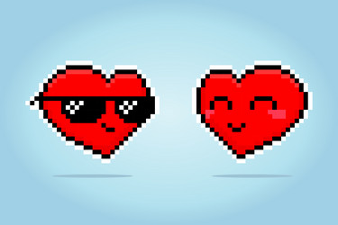 8-bit pixel heart character love icon couple Vector Image