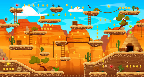 Wild west arcade game level map with platforms Vector Image