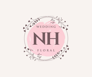 Nh initials letter wedding monogram logos Vector Image