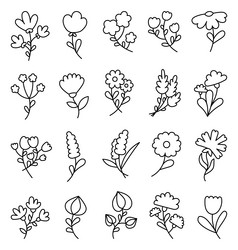 Flower with leaves coloring page spring time Vector Image