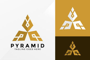 3d gold triangle pyramid abstract luxury logos Vector Image