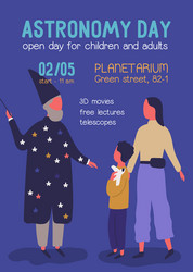 Astronomy day colorful promo poster with place Vector Image
