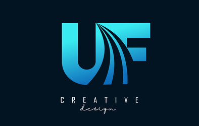 Creative golden letters uf u f logo with leading Vector Image