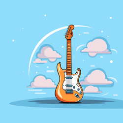 Electric guitar hand-drawn comic guitar Royalty Free Vector