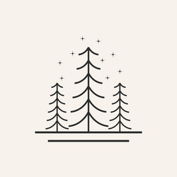 Pine line art logo design Royalty Free Vector Image