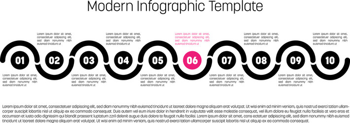 10 step process modern infographic diagram graph Vector Image