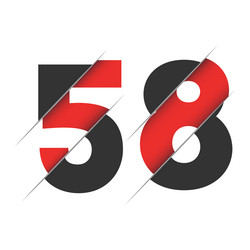 58 5 8 number logo design with a creative cut Vector Image