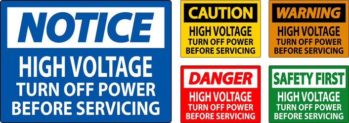 Danger sign high voltage turn off power before Vector Image