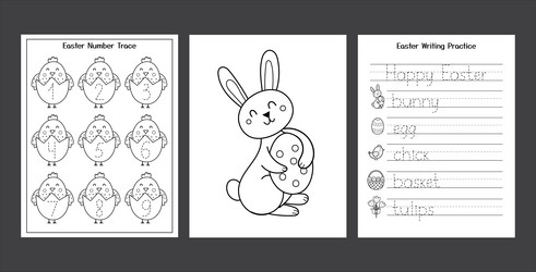 Easter worksheets set with cute bunnies and chicks