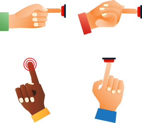 Hand press red button finger press control push Vector Image