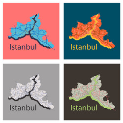 High quality map of istanbul flat with borders Vector Image