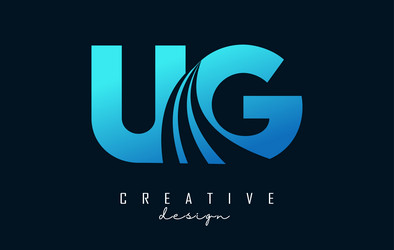 Creative white letters ug u g logo with leading Vector Image