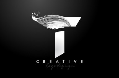 T letter logo design with circle swoosh border Vector Image