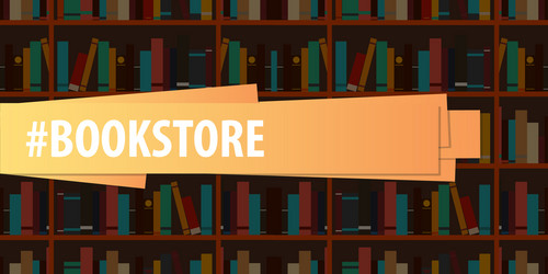 Banner book store stack of books Royalty Free Vector Image