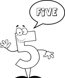 Funny cartoon numbers-5 Royalty Free Vector Image