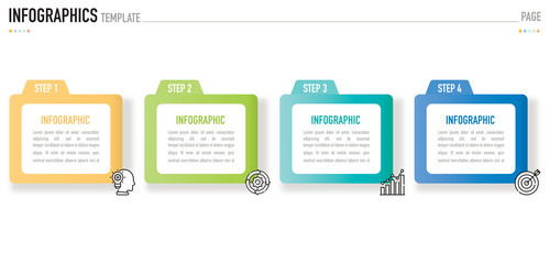 Rectangular paper origami infographic for business