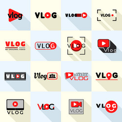 Modern vlog logo flat style Royalty Free Vector Image