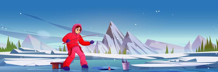 Winter fishing cartoon Royalty Free Vector Image
