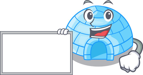 Grinning with board character cartoon ice house Vector Image