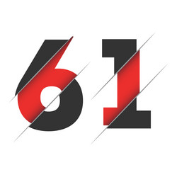 61 6 1 number logo design with a creative cut Vector Image