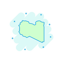Cartoon libya map icon in comic style sign Vector Image
