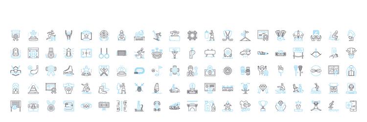 Champion line icons set victor hero Royalty Free Vector