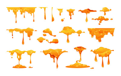 Cartoon honeycomb set sweet honey drops Royalty Free Vector