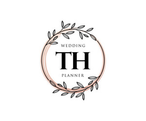Th initials letter wedding monogram logos Vector Image