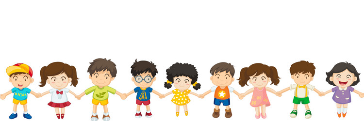 Kids standing in a row Royalty Free Vector Image